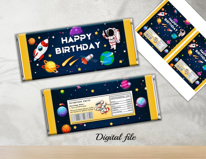 Outer Space Chocolate Bar Wrapper, Candy Bar Wrappers Galaxy Party ...