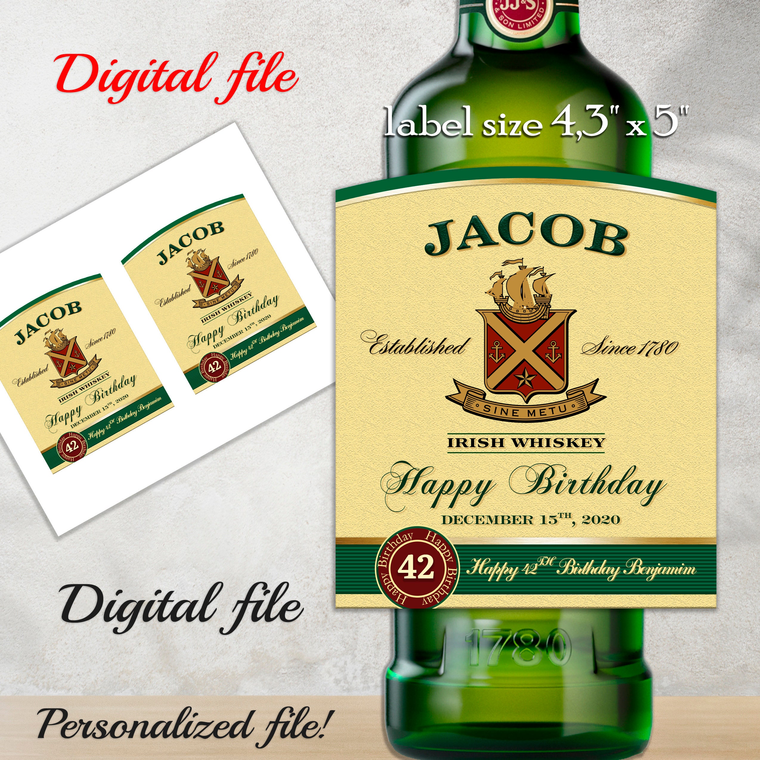James Whiskey Label Printable, Personalized Whiskey Label Digital File ...