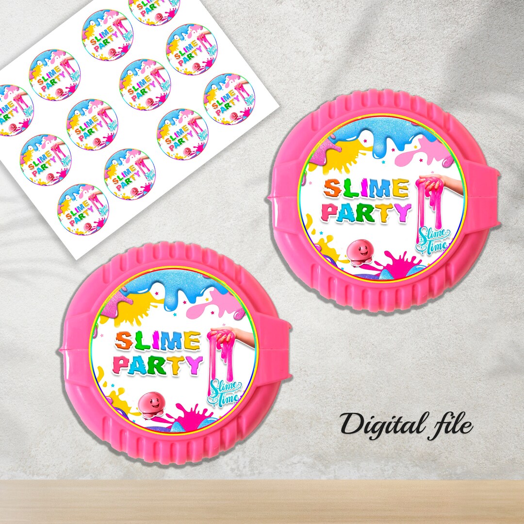 Slime Bubble Gum Tape Labels Digital, Slime Birthday Party, Slime Favor ...