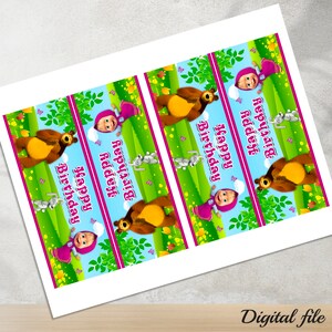 Masha and the Bear Bag Topper Printable, Masha and the Bear Birthday ...