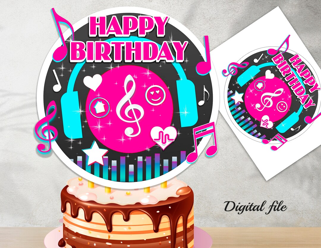 Musical Cake Topper Digital, Musical Birthday Party, Musical Favor Bag ...