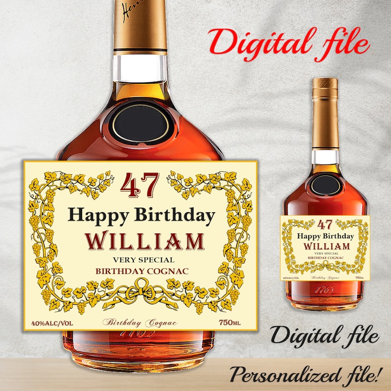 Personalized Cognac Label Digital File, Cognac Labels, Printable Labels ...