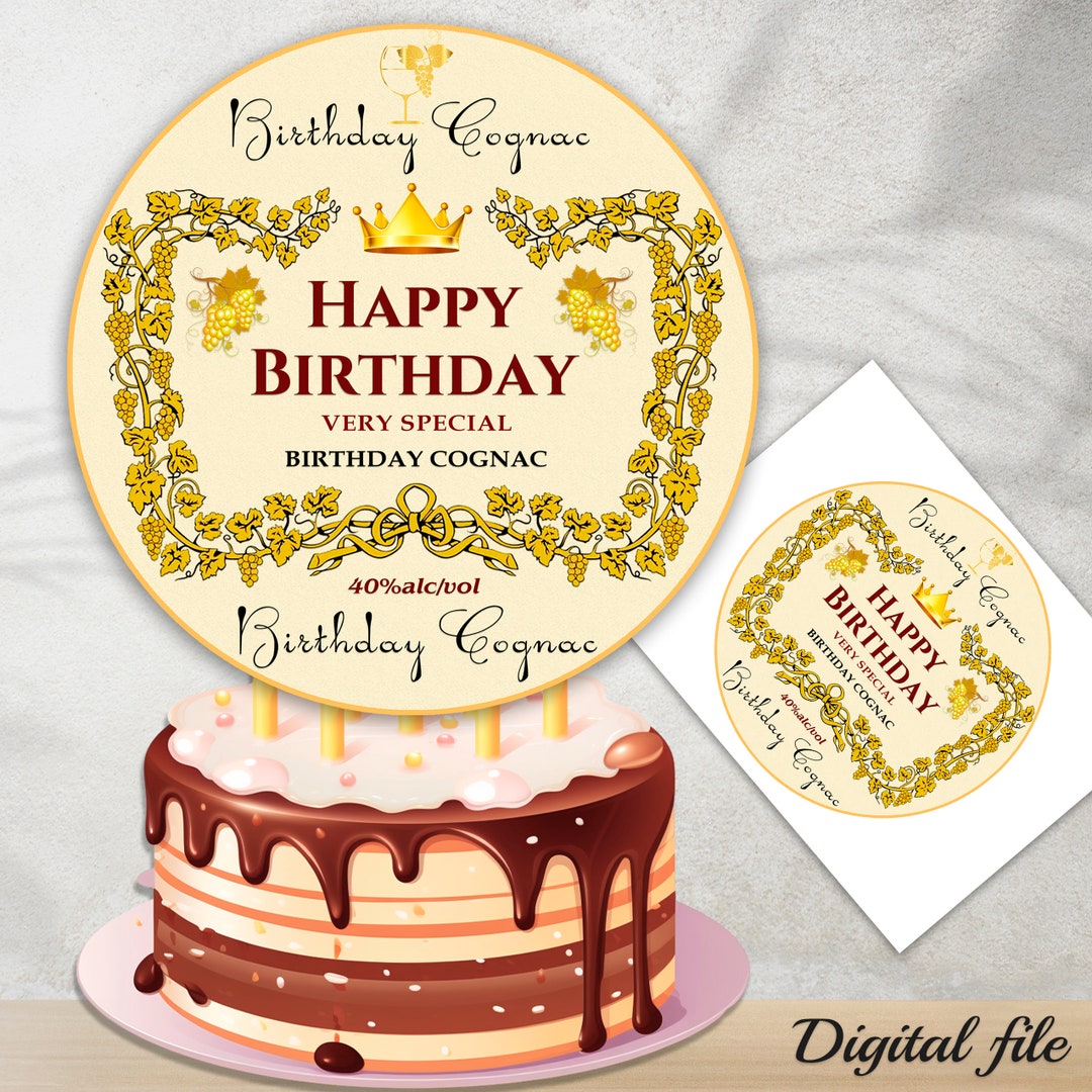 PRINTABLE Cognac Cake Topper, Cognac Cupcake Topper Digital, Brandy ...