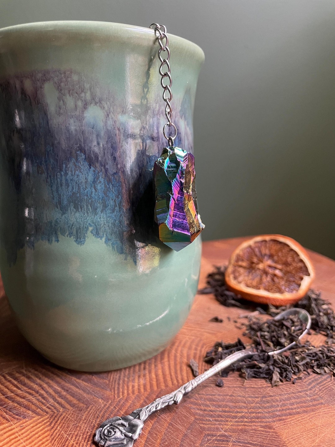 Rainbow Quartz Crystal Tea Infuser: Stainless Steel Loose-leaf Tea ...