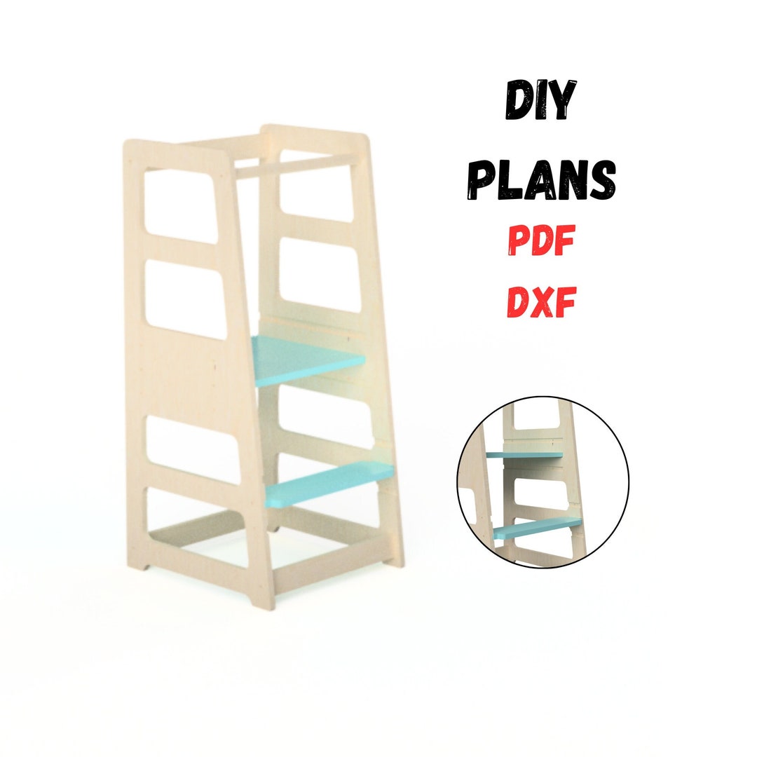 DIY Montessori Kitchen Tower Plan: Toddler Step Stool & Learning Table ...