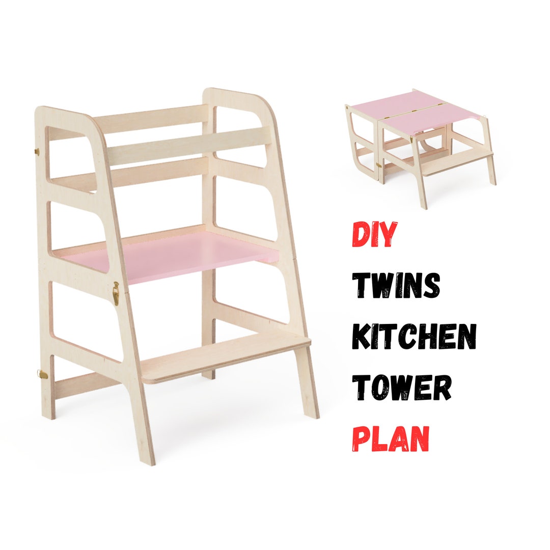 Montessori Kitchen Tower for Twins Plans | Double Toddler Learning ...