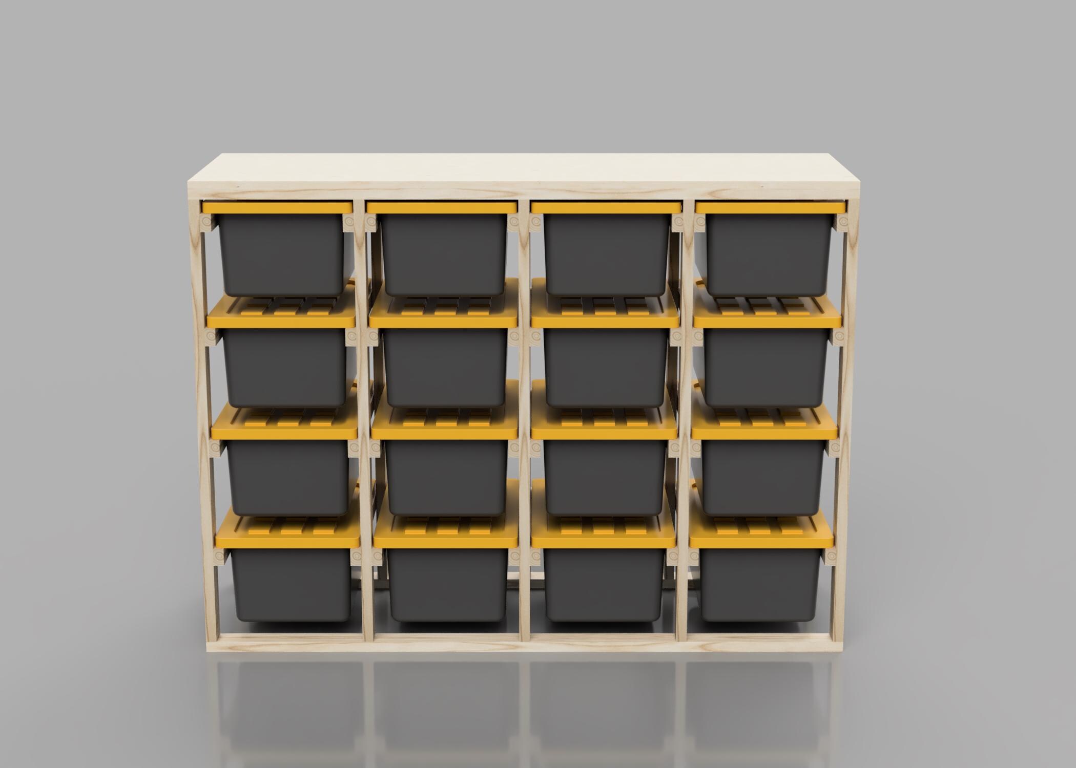 16-unit DIY Garage Storage Rack Plans: 27-gallon Tote Storage Shelf ...