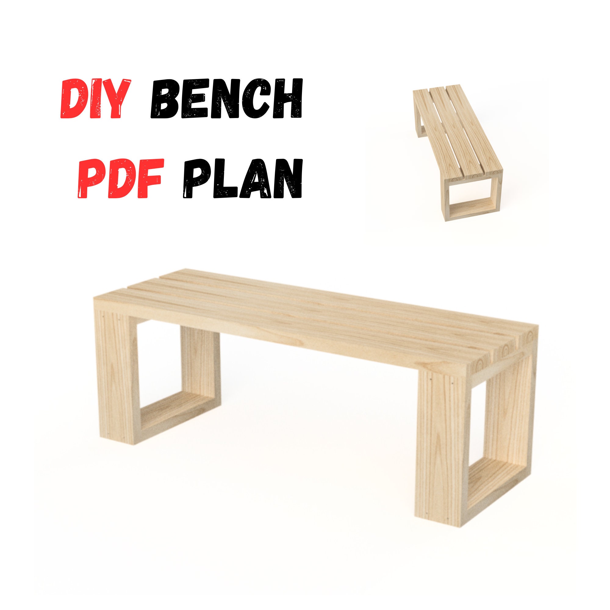 DIY Patio Bench Plans. Outdoor Bench Plan, Pool Bench DIY Plans, Beach Bench Plan, Garden Bench ...