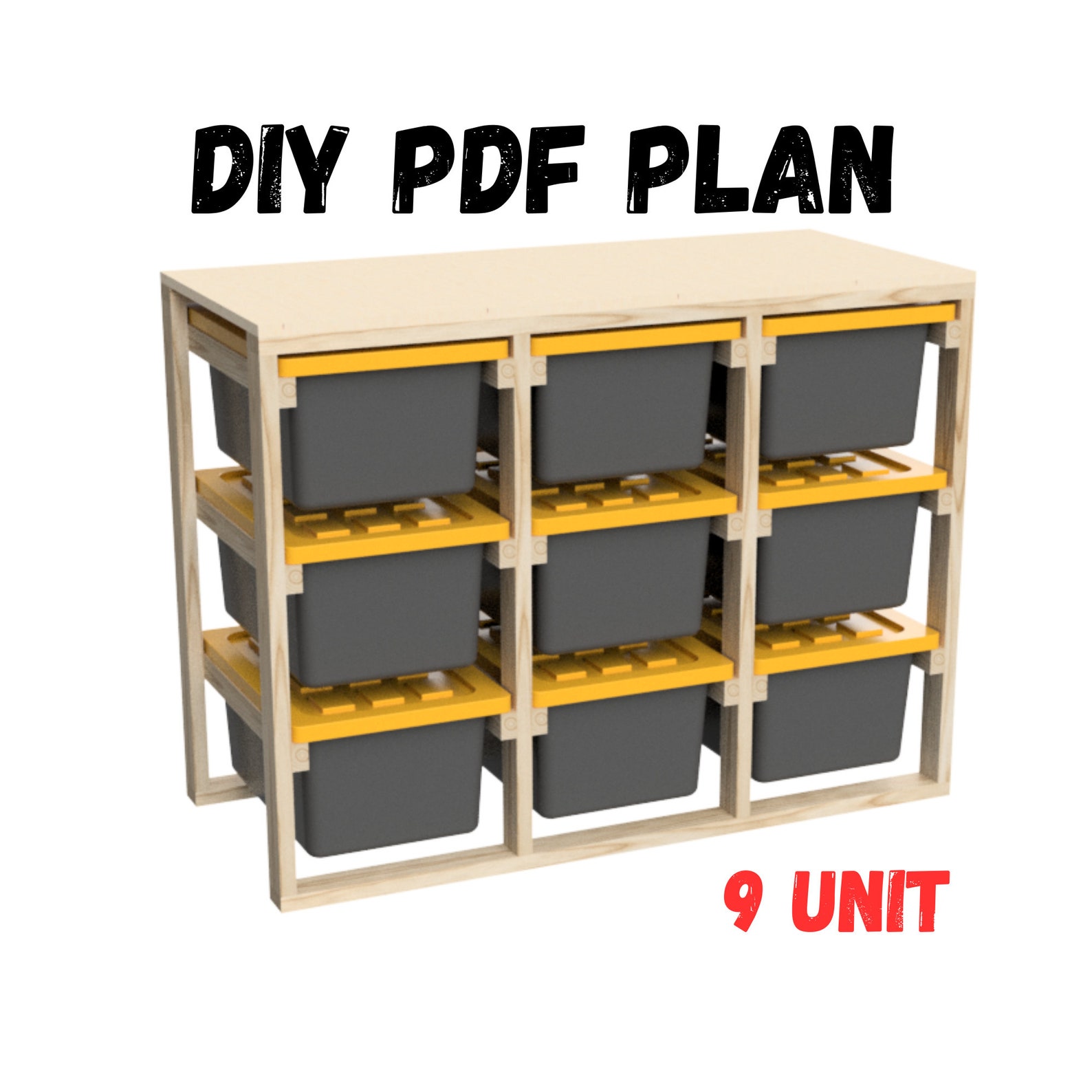 9-unit DIY Garage Storage Rack Plans: 27-gallon Tote Storage Shelf ...