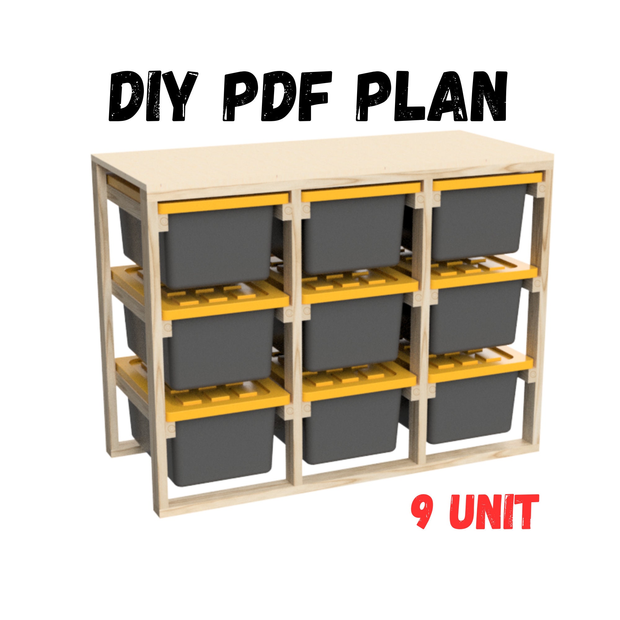 9-unit DIY Garage Storage Rack Plans: 27-gallon Tote Storage Shelf ...