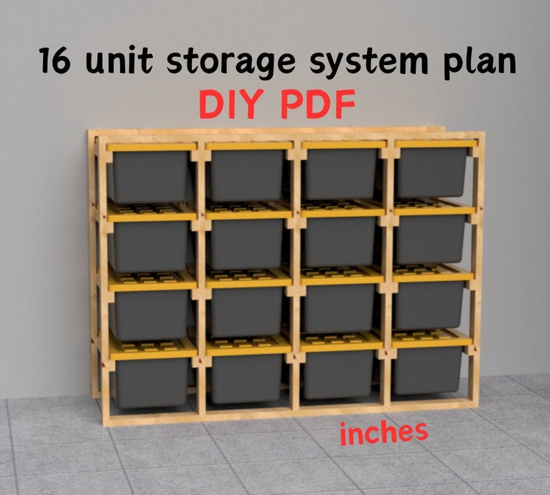 16 Unit Diy Garage Storage Rack Plans 27 Gallon Tote Storage Shelf