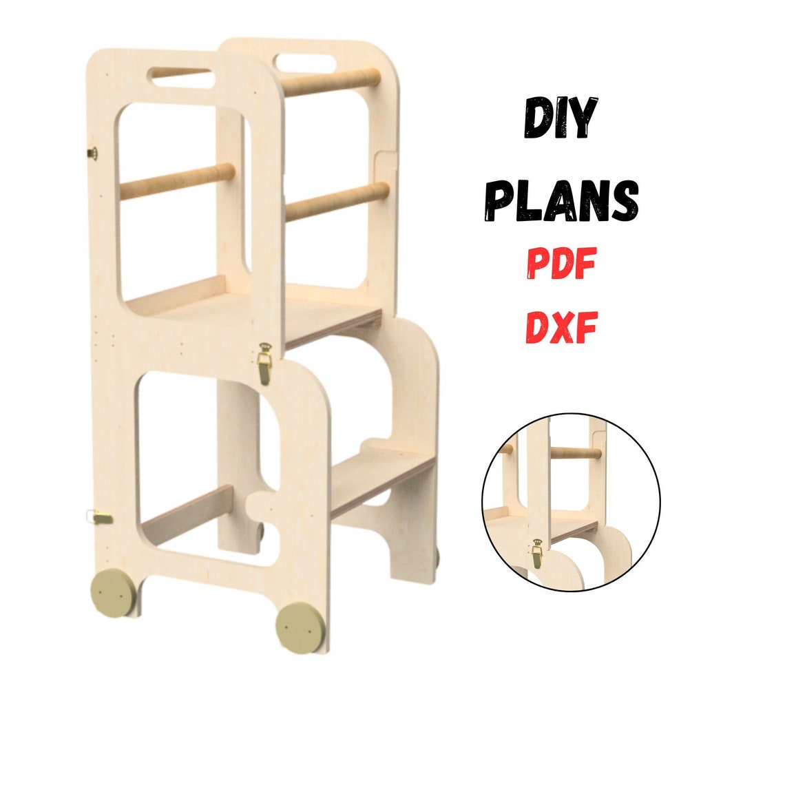 Montessori DIY Kitchen Tower. Toddler Learning Tower, Kids Step Stool ...