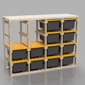 16-unit DIY Garage Storage Rack Plans: 27-gallon Tote Storage Shelf ...