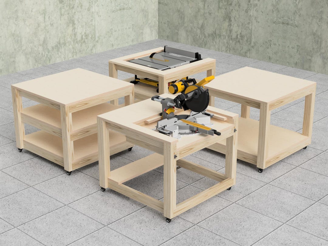 Flip Top Workbench – Table Saw & Miter Saw Workstation DIY Plans - Etsy