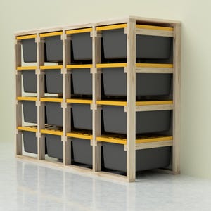 16-unit DIY Garage Storage Rack Plans: 27-gallon Tote Storage Shelf ...