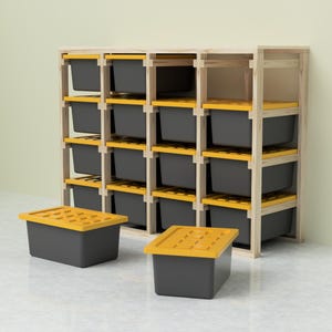 16-unit DIY Garage Storage Rack Plans: 27-gallon Tote Storage Shelf ...