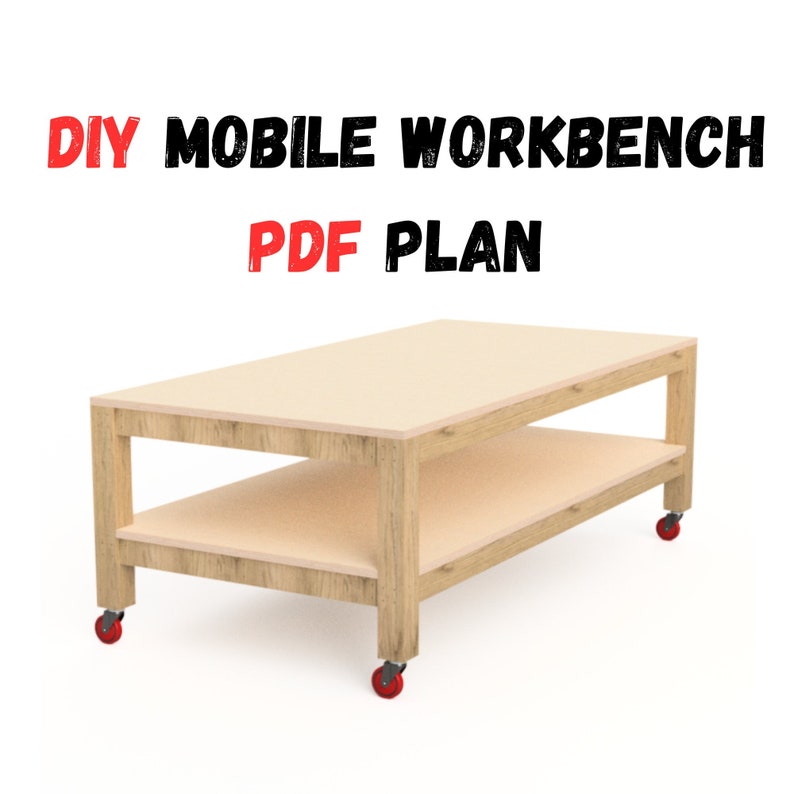 DIY Simple Mobile Garage Workbench Plans - Portable Workstation Table - Instant PDF Download - Etsy