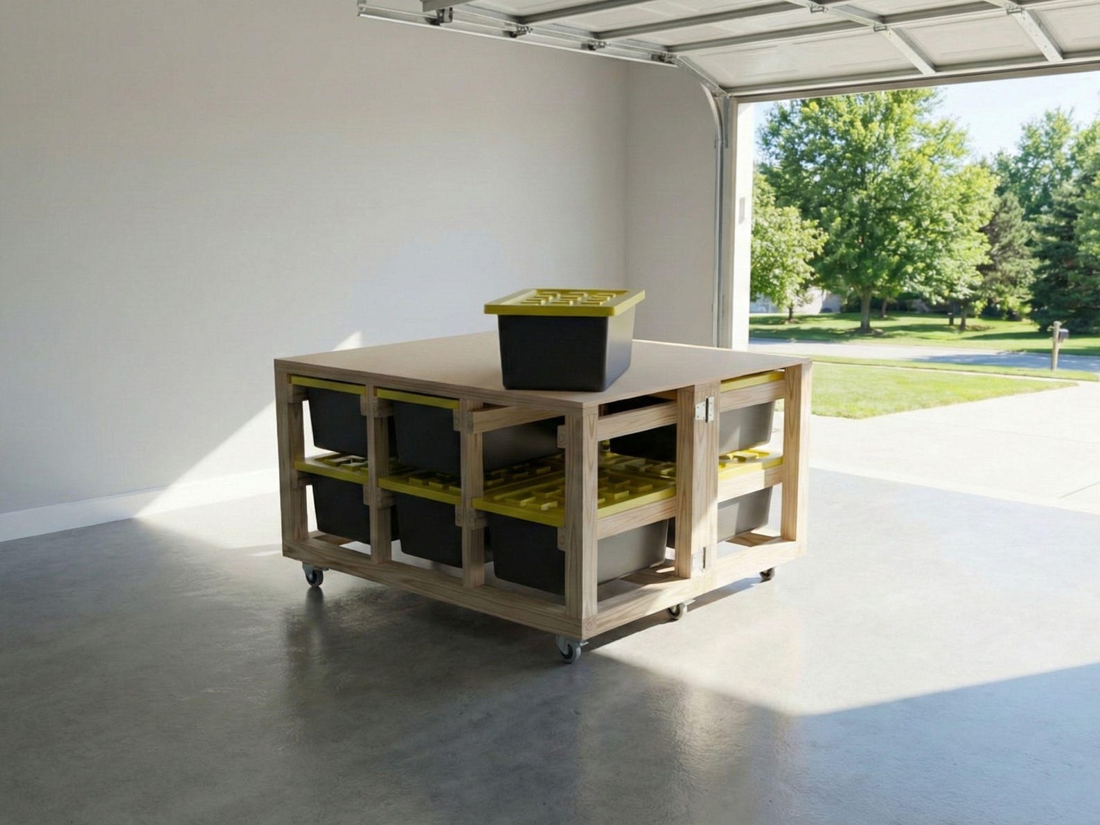 27 Gallon Tote Rack Plans Mobile Workbench 12 Bin Storage Pdf