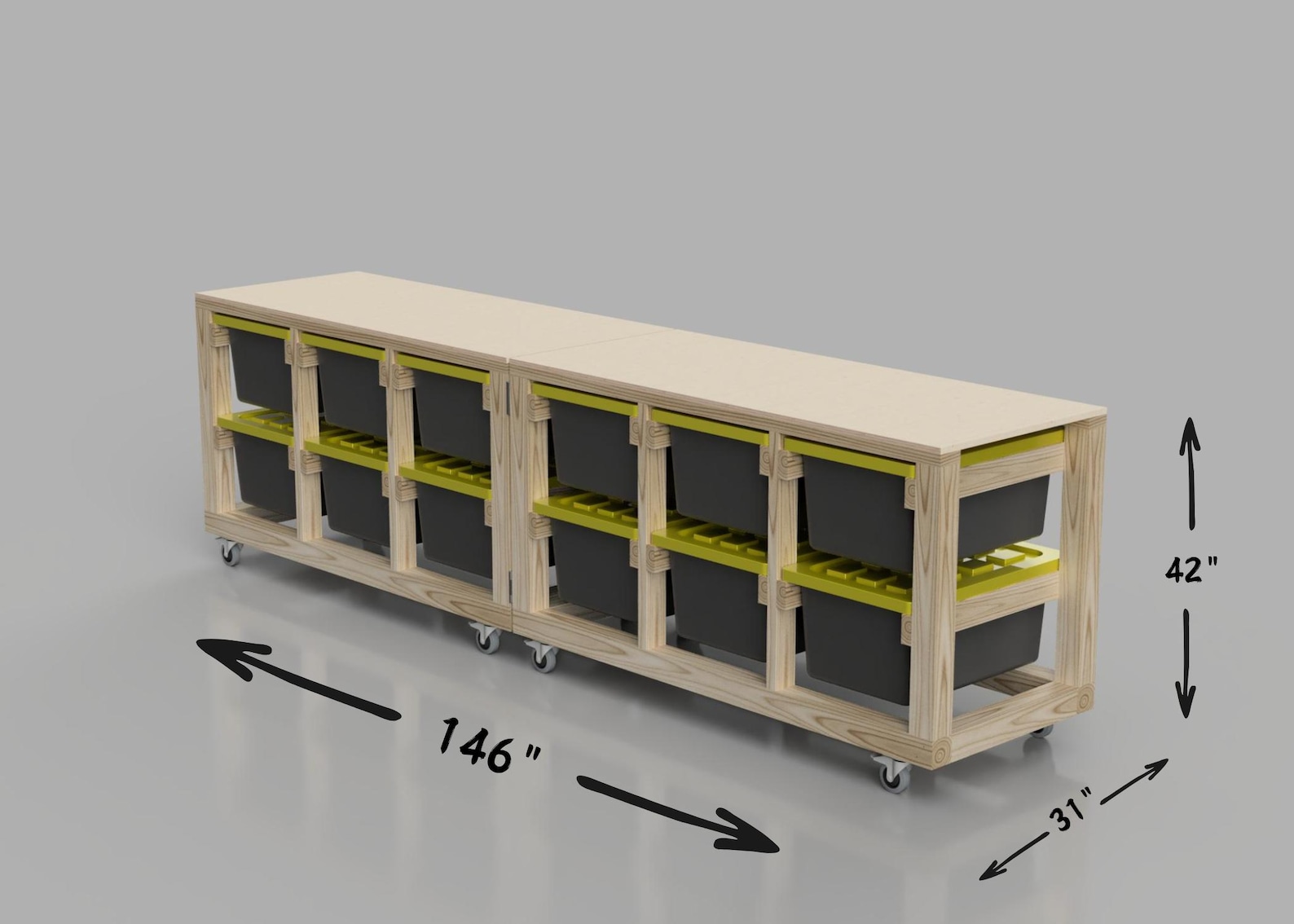 27 Gallon Tote Rack Plans Mobile Workbench 12 Bin Storage Pdf