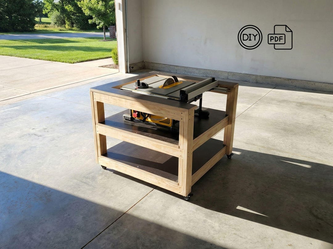 Mobile Table Saw Station Plans | Woodworking Workbench | Modular Garage ...