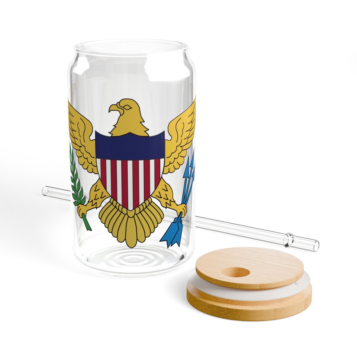 Virgin Islands Flag Sipper Glass, 16oz, Clear Transparent, Virgin ...