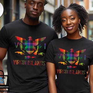VI Madras Flag T-shirt, Virgin Islands Flag T-shirt, Love Virgin ...