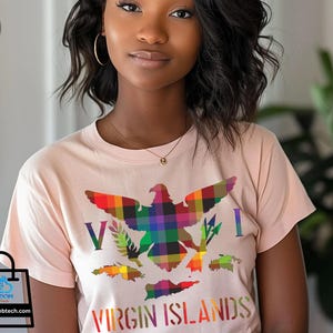 VI Madras Flag T-shirt, Virgin Islands Flag T-shirt, Love Virgin ...