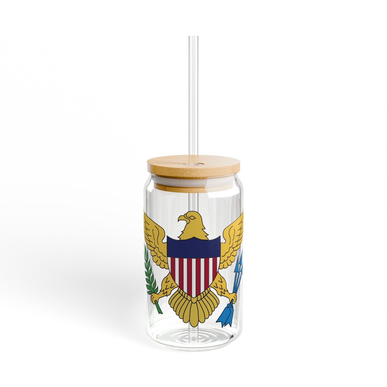 Virgin Islands Flag Sipper Glass, 16oz, Clear Transparent, Virgin ...