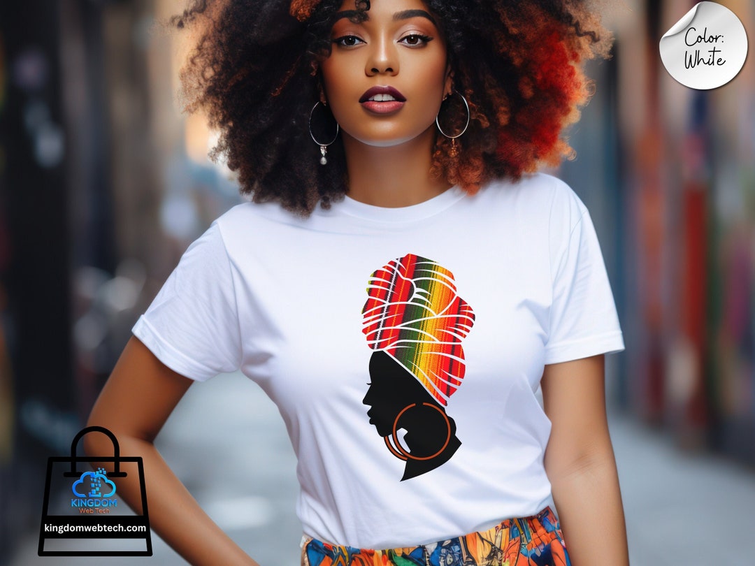Caribbean Madras Headwrap T-shirt, Madras T-shirt for Her, Madras Hair ...