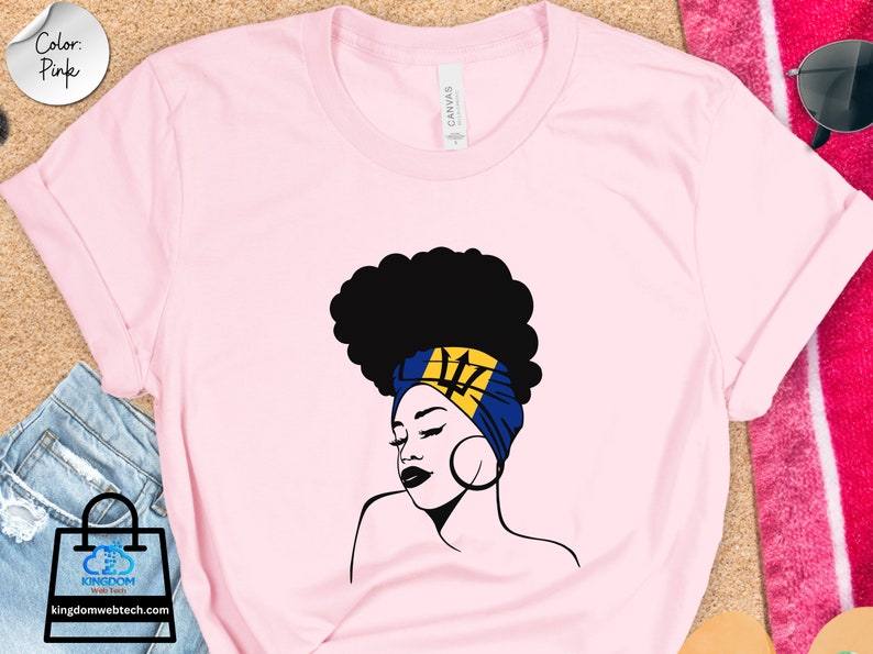 Barbados Flag Tee: Bajan Heritage Head Scarf T-shirt - Etsy