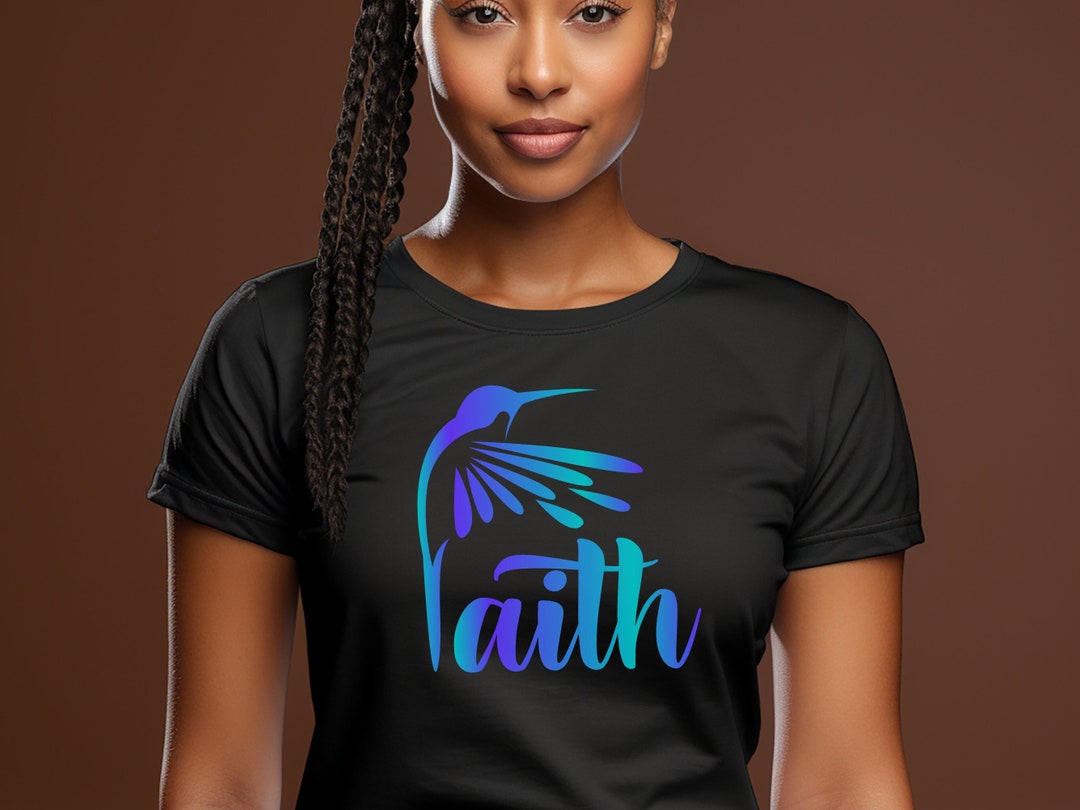 Beautiful Hummingbird Faith Christian T-shirt With Gradient Purple and ...