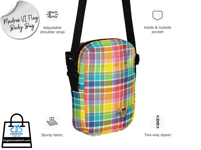 Virgin Islands Madras VI Flag Utility Crossbody Bag VI Madras Flag ...