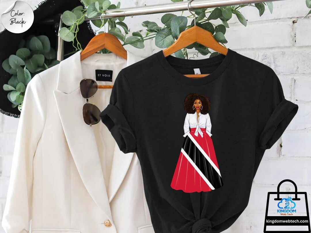 Trinidad Carnival T-shirt: Woman in Flag Skirt - Etsy