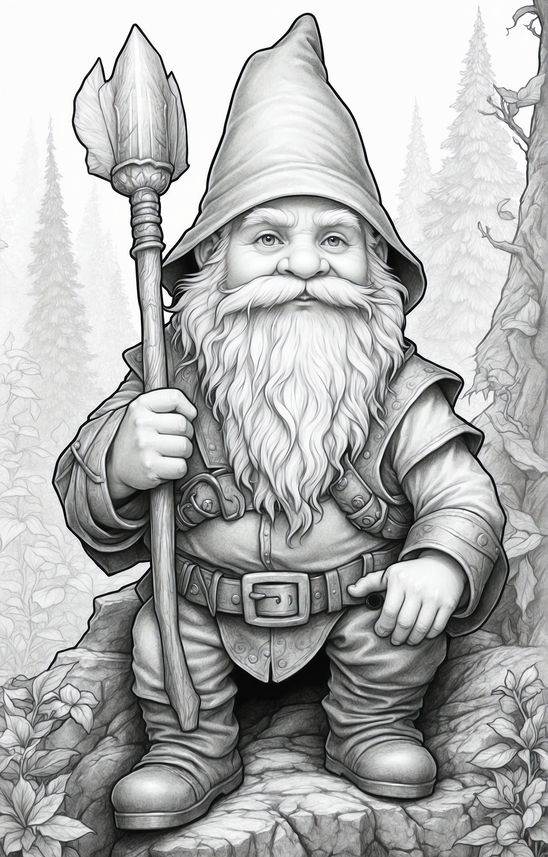 15 Enchanted Realms Realistic Gnome, Coloring Book for Adults: Digital ...
