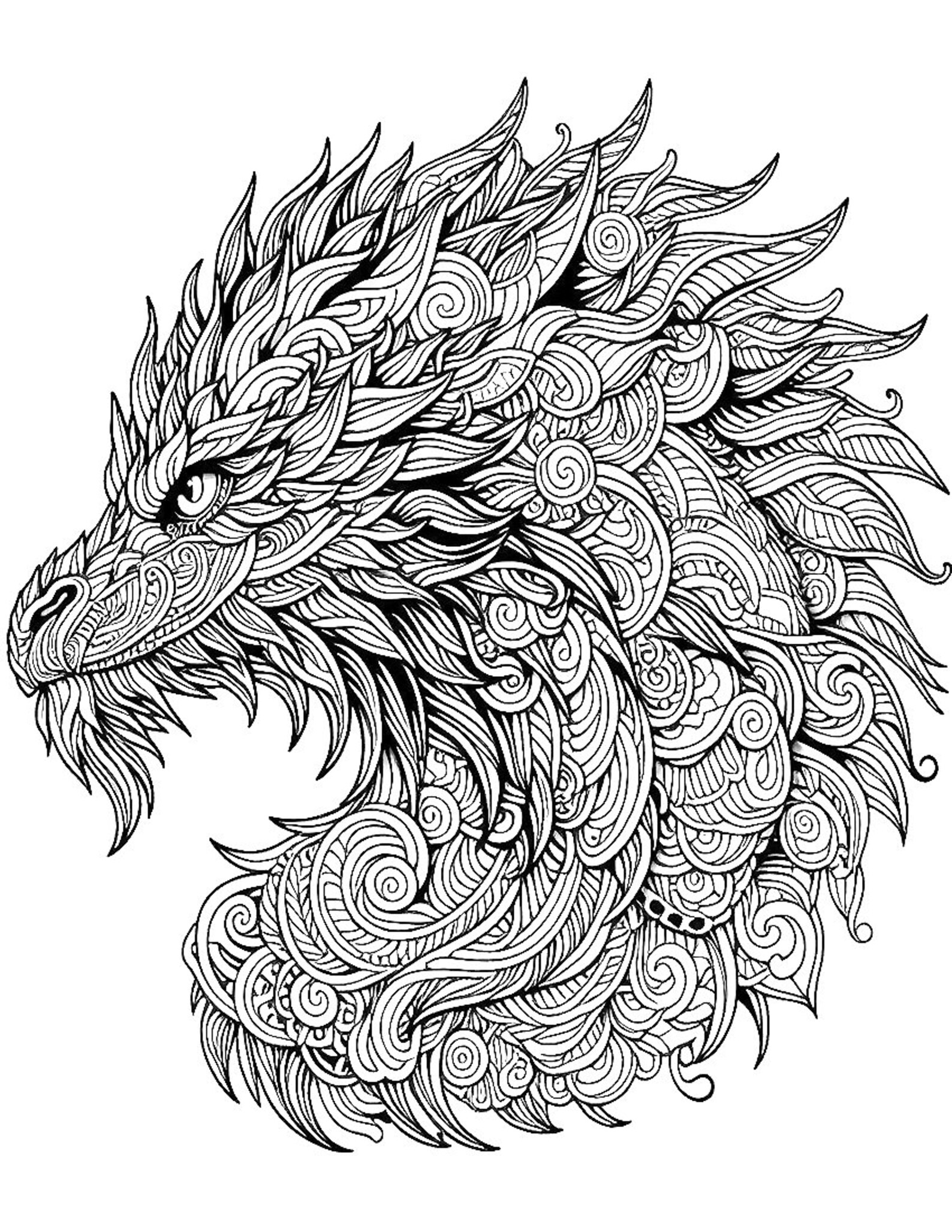 Dragon Mandala Magic: 30 Intricate Dragon Coloring Pages for Dragon ...