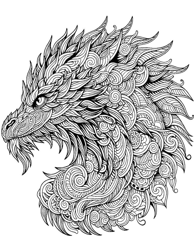 Dragon Mandala Magic: 30 Intricate Dragon Coloring Pages for Dragon ...
