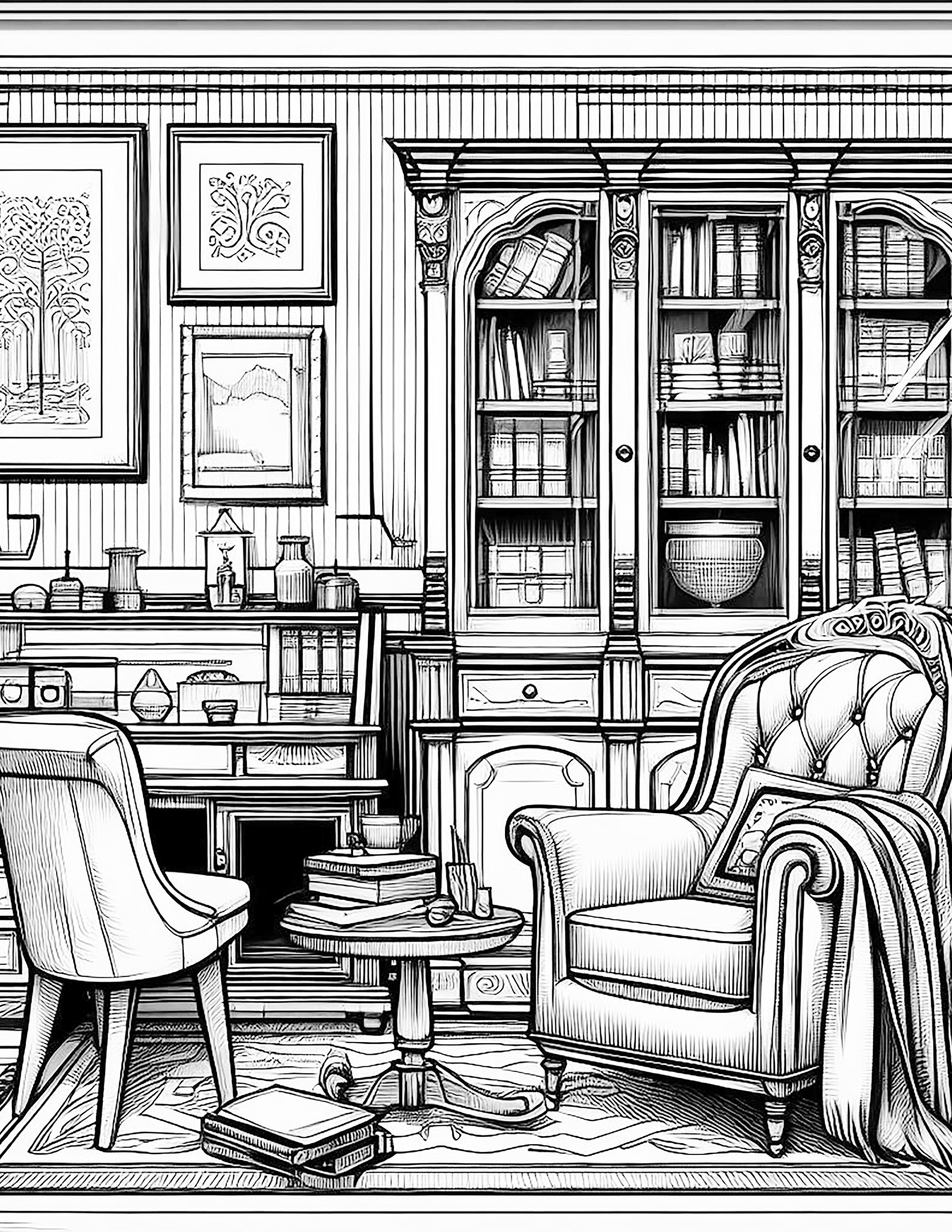 60 Cozy Spaces, Places of Happy People, Coloring Pages for Adults ...