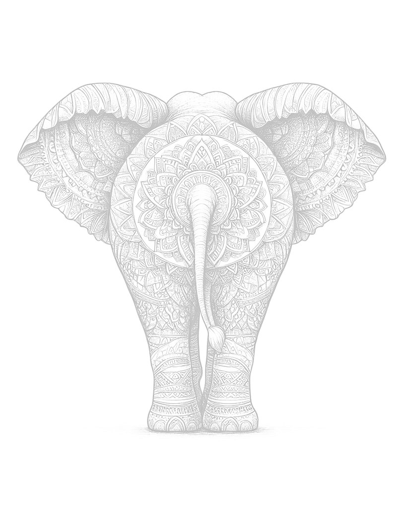 50 Printable Coloring Pages Mandala Elephants, Mindful, Calming ...