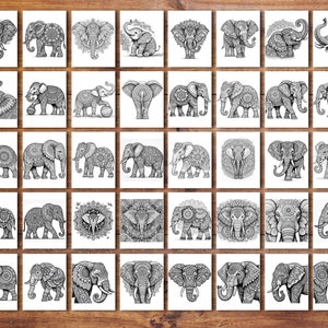 50 Printable Coloring Pages Mandala Elephants, Mindful, Calming ...