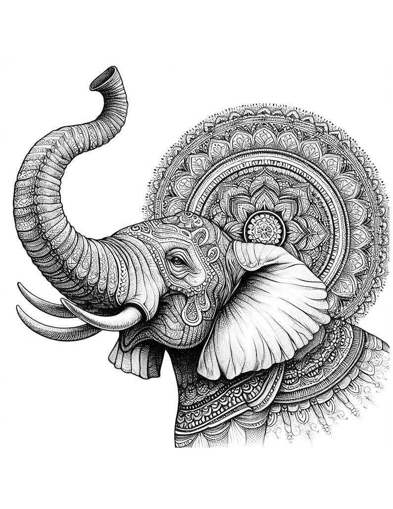 50 Printable Coloring Pages Mandala Elephants, Mindful, Calming ...