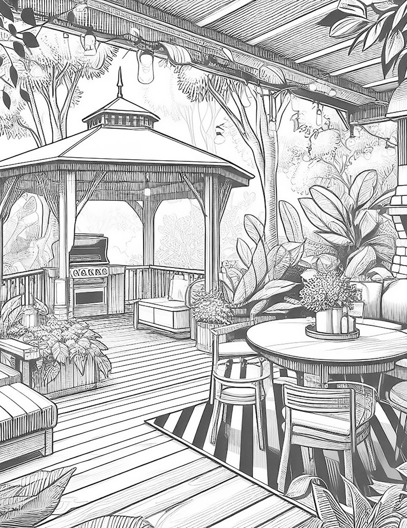 60 Cozy Spaces, Places of Happy People, Coloring Pages for Adults ...