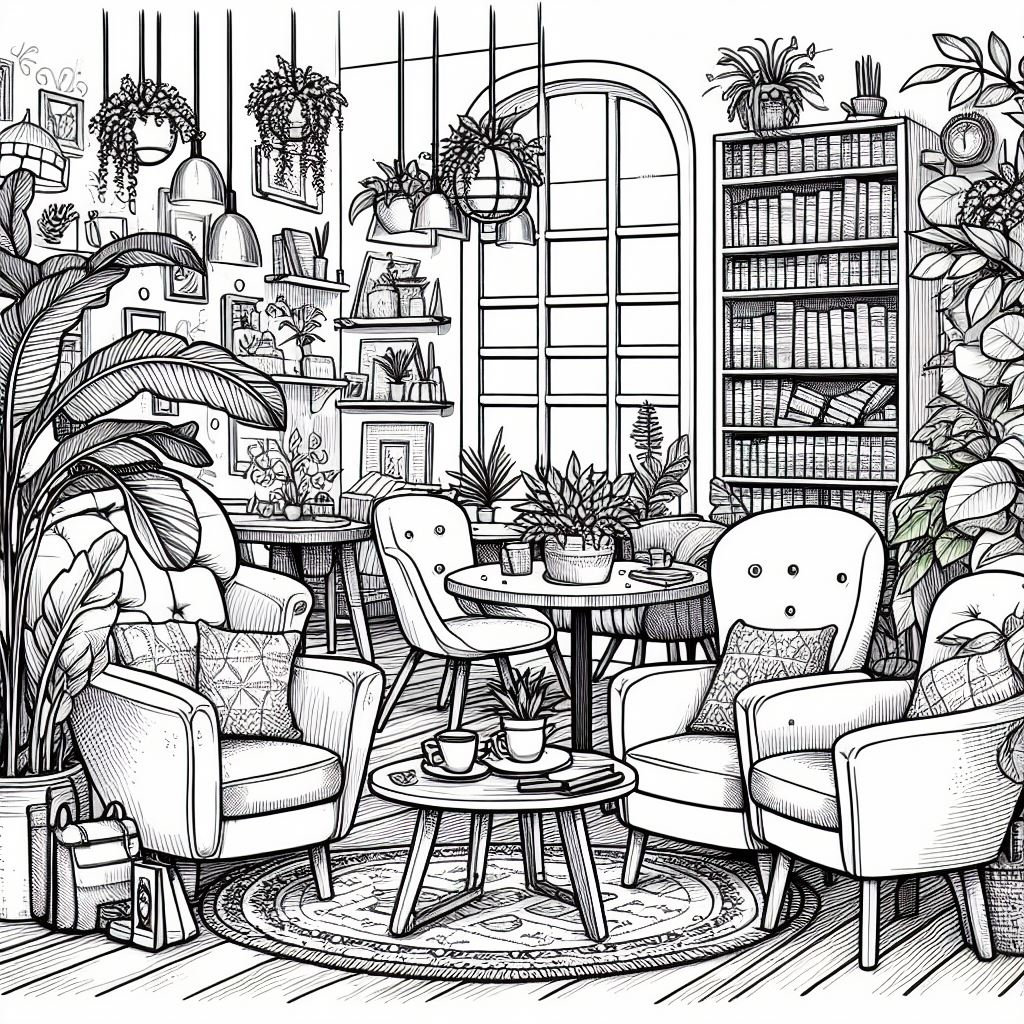 35 Cozy Places, Home Comfort, Coloring Pages for Adults, Adult Coloring ...