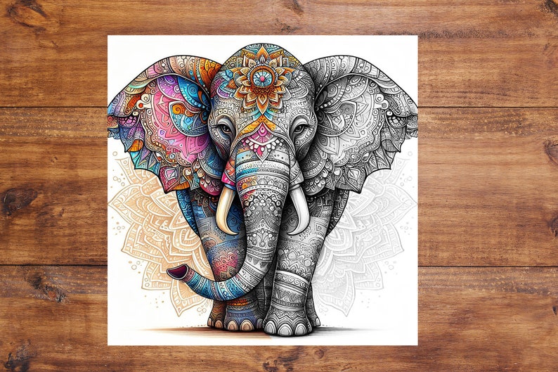 50 Printable Coloring Pages Mandala Elephants, Mindful, Calming ...