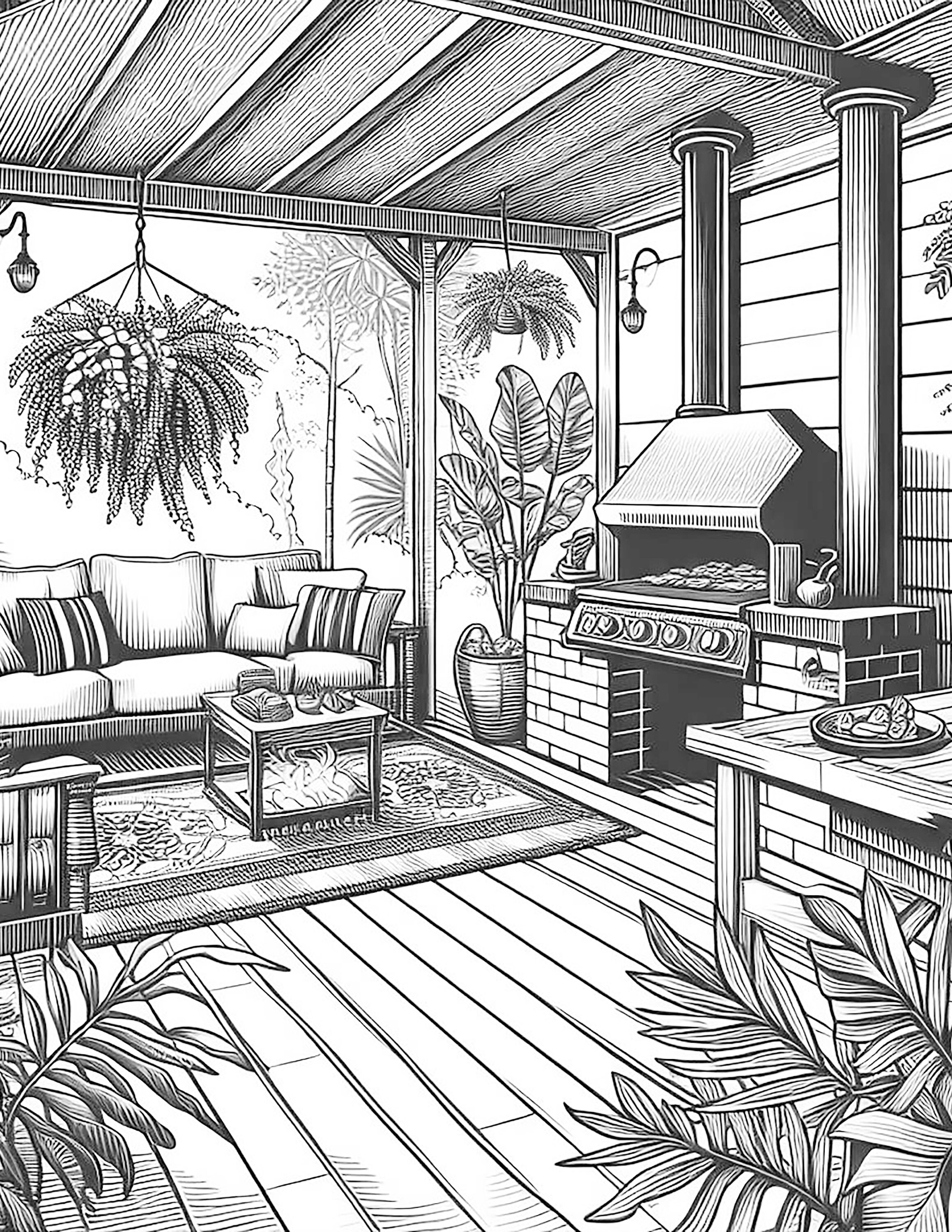 60 Cozy Spaces, Places of Happy People, Coloring Pages for Adults ...