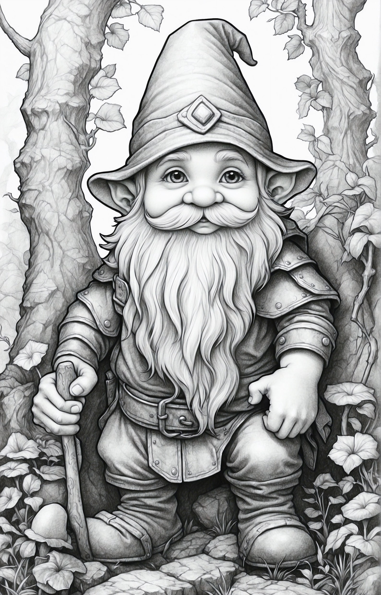 15 Enchanted Realms Realistic Gnome Coloring Book For Adults Digital
