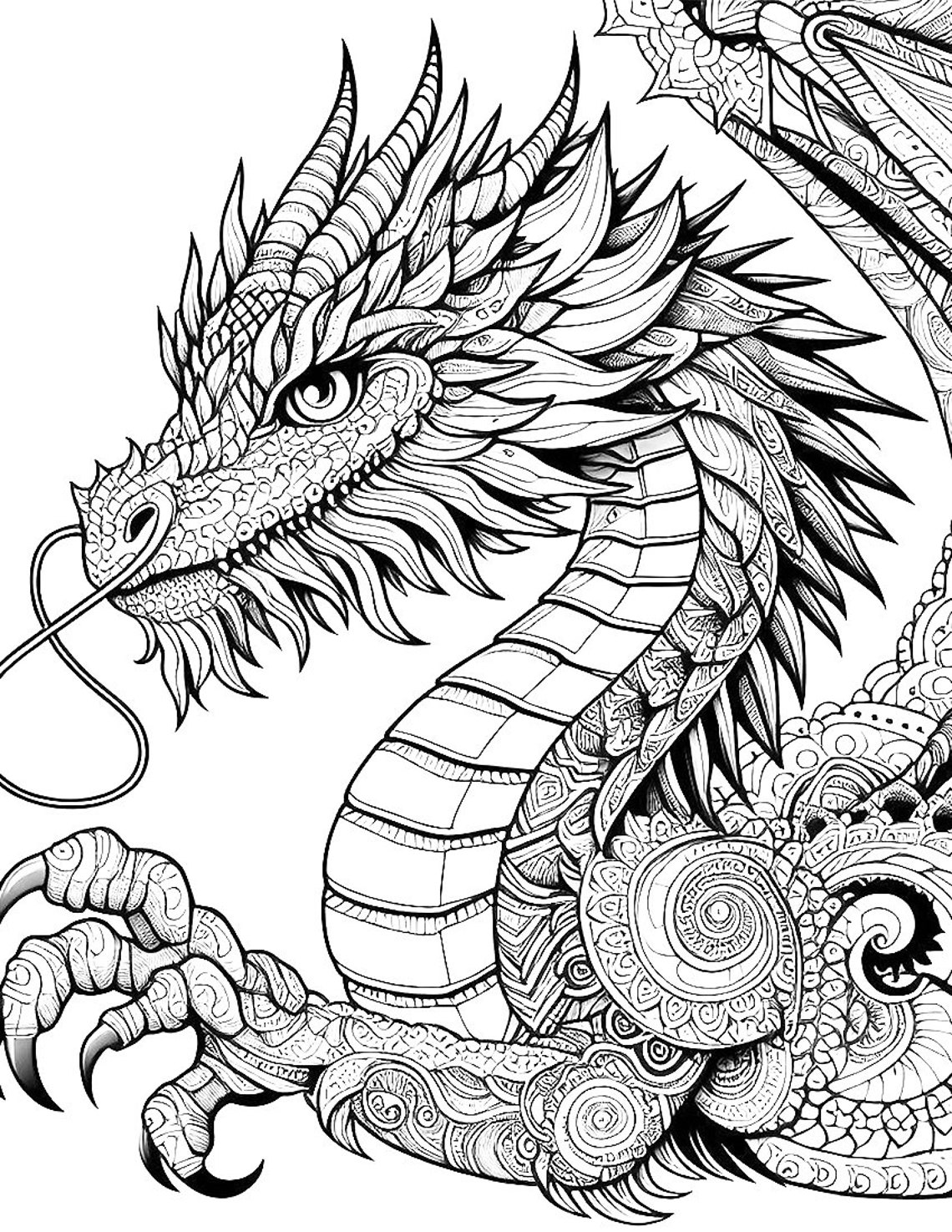 Dragon Mandala Magic: 30 Intricate Dragon Coloring Pages for Dragon ...