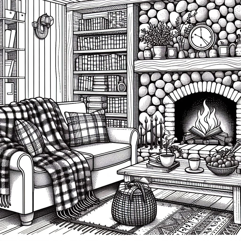 35 Cozy Interiors, Places of Happy People, Coloring Pages for Adults ...