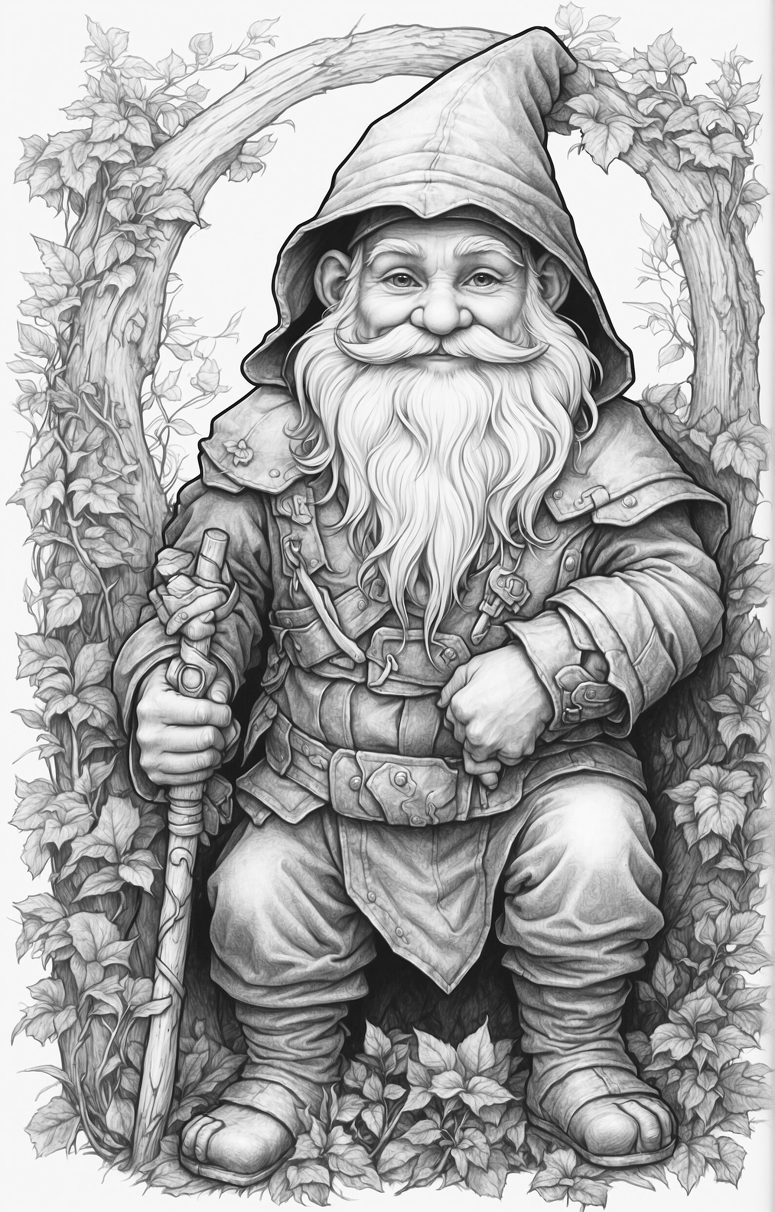 15 Enchanted Realms Realistic Gnome, Coloring Book for Adults: Digital ...