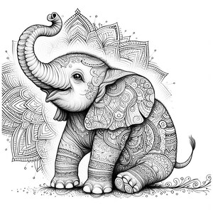 50 Printable Coloring Pages Mandala Elephants, Mindful, Calming ...