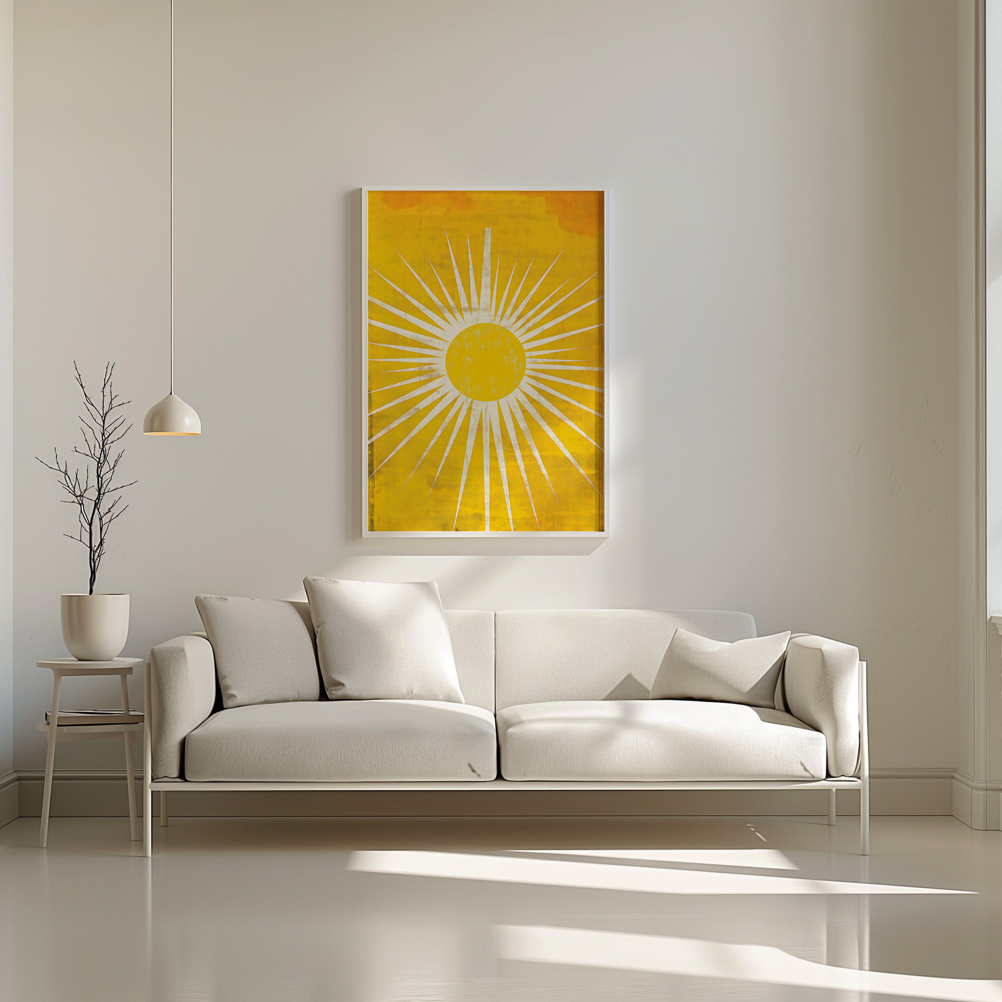 Radiant Dawn Abstract Sunburst Art Print Vibrant Yellow Sunshine ...